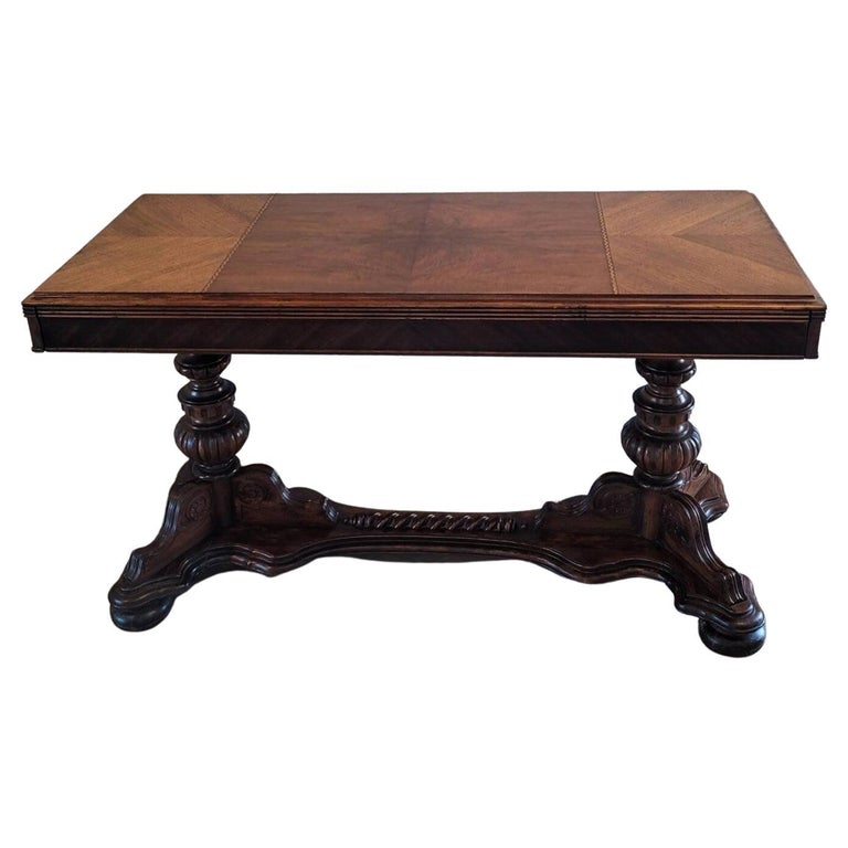 Rare Antique American Renaissance Extension Library Table, Signed For ...