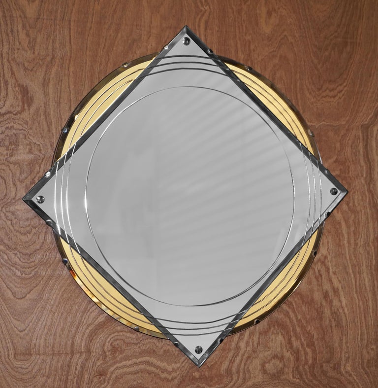 Rare Antique Art Deco Amber Glass Mirror with Georgian Irish Style ...