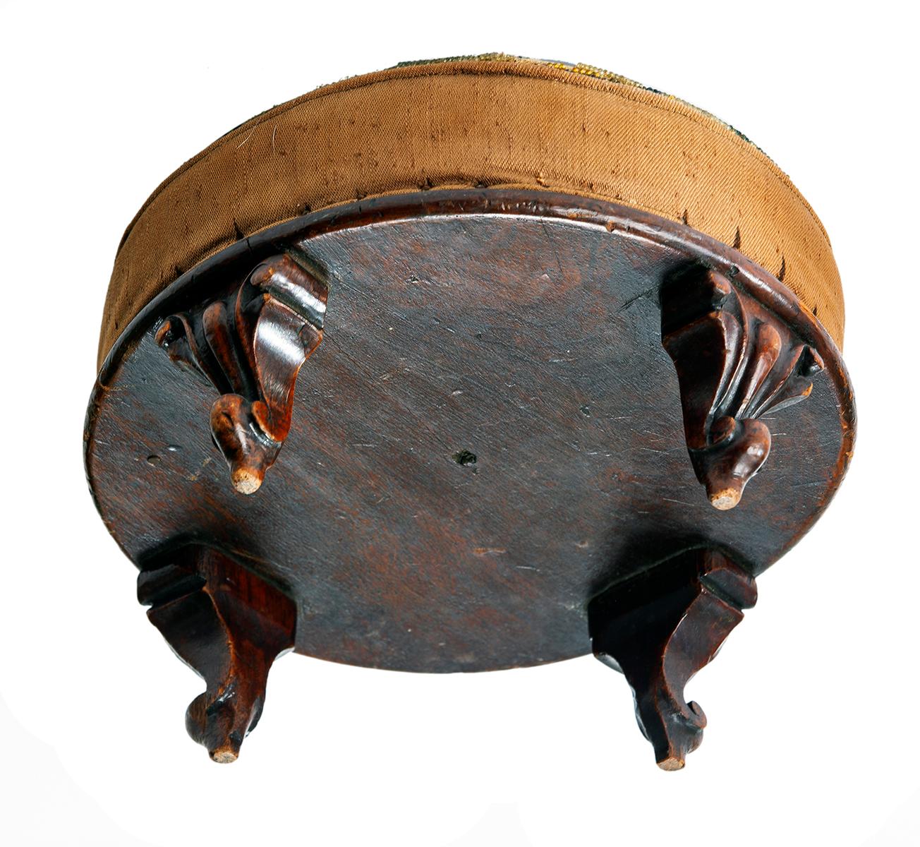 Rare Antique Beaded Round Footstool at 1stDibs