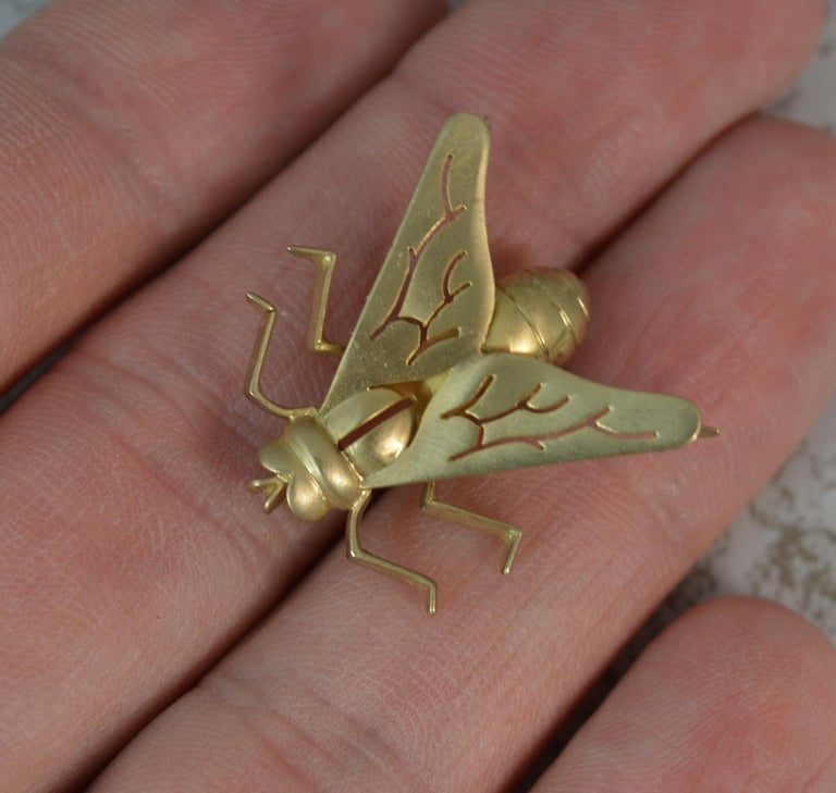 Rare Antique Boucheron 15 Carat Gold Fly Insect Brooch For Sale at 1stDibs
