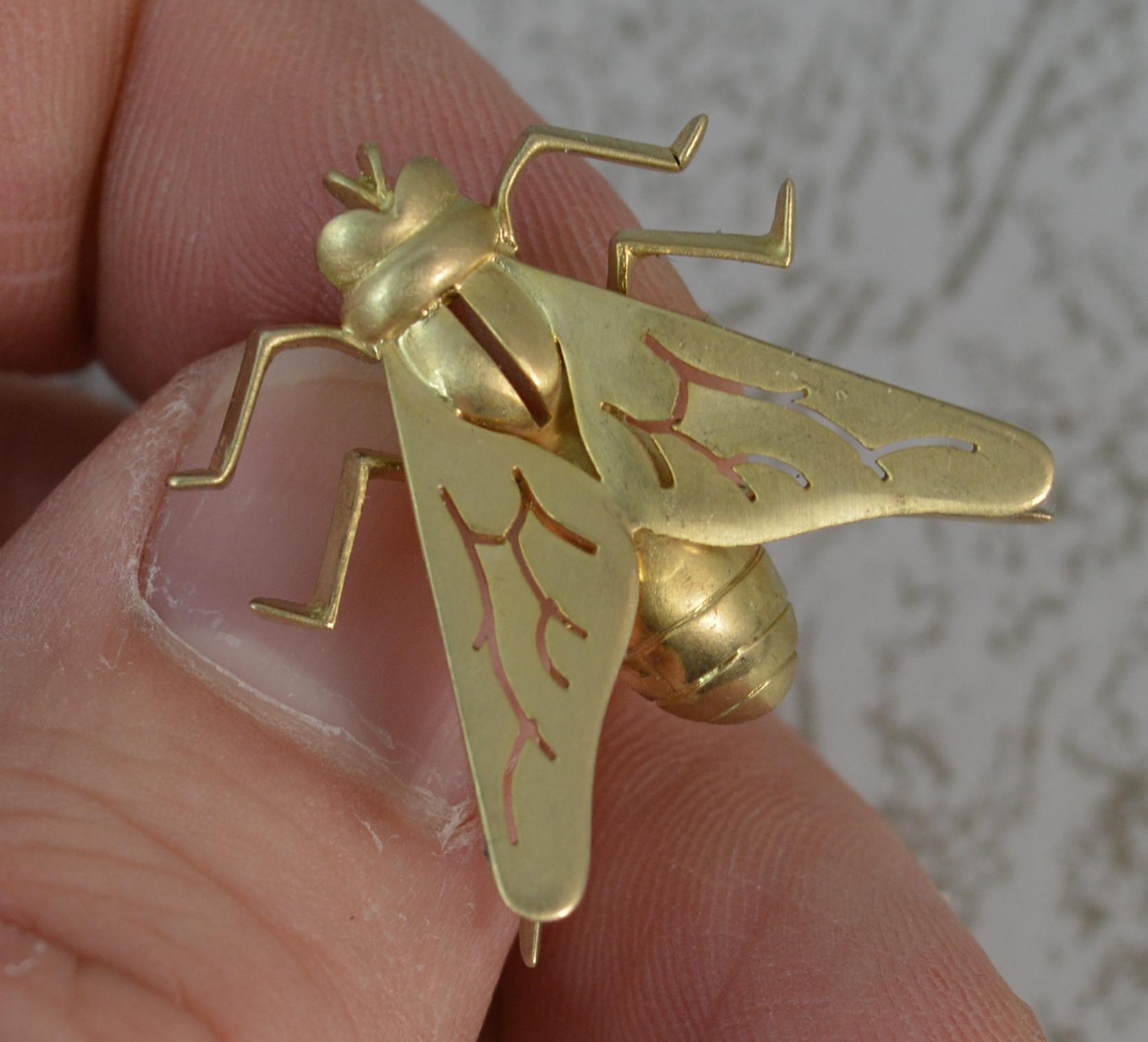Rare Antique Boucheron 15 Carat Gold Fly Insect Brooch For Sale at ...