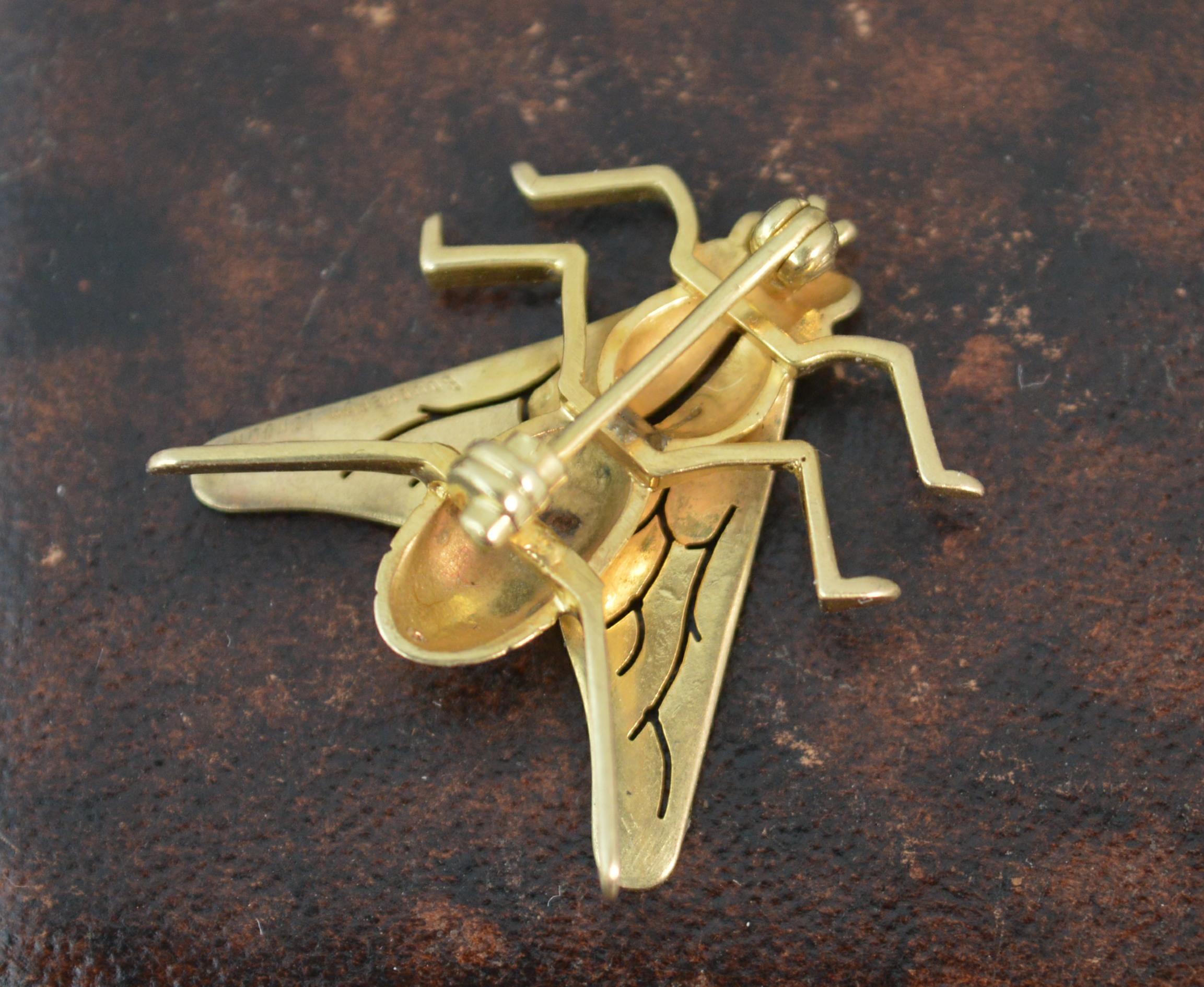 Rare Antique Boucheron 15 Carat Gold Fly Insect Brooch For Sale at ...