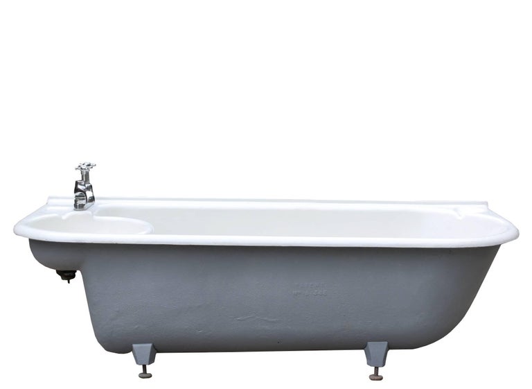 Rare Antique Cast Iron Bath with Integral Basin at 1stDibs