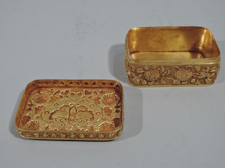 Rare Antique Chinese 22 Karat Gold Box with Semi-Precious Stones For ...