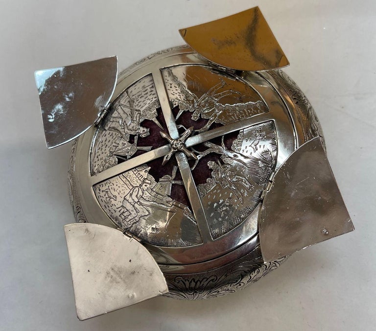 Rare Antique Dutch Silver Heritage Circular Vintage Marriage Box ...