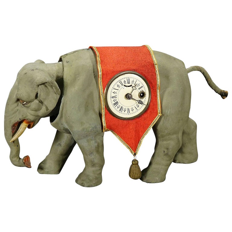 Rare Antique Elephant Clock, circa 1920 at 1stDibs