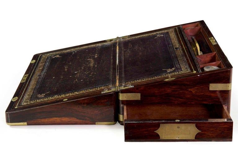 Rare Antique English Regency Rosewood and Brass Writing Slope Box Lap ...
