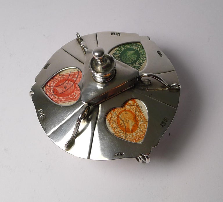 Rare Antique English Sterling Silver Postage Stamp Box by Grey and Co ...