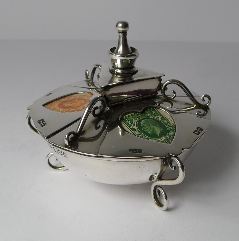 Rare Antique English Sterling Silver Postage Stamp Box by Grey and Co ...