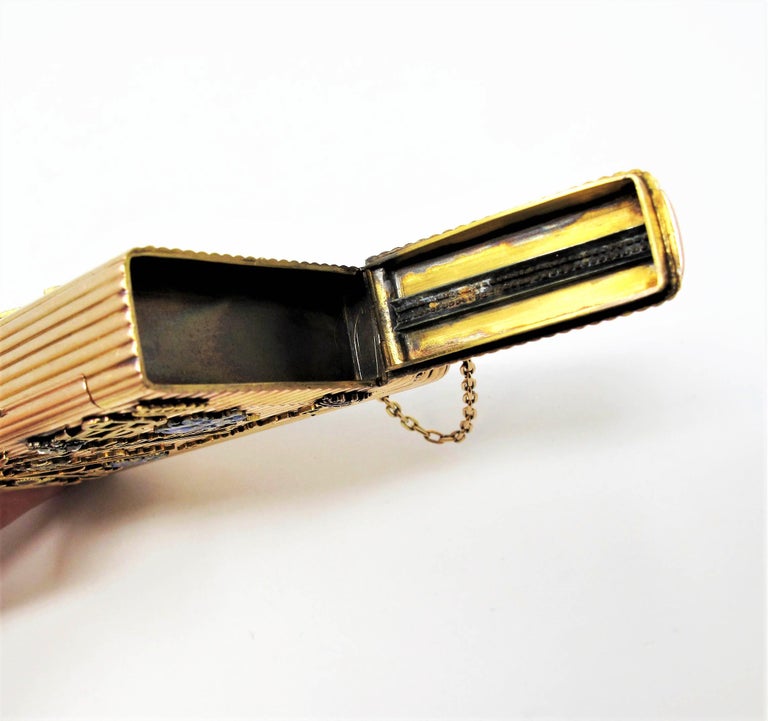 Rare Antique European Diamond and Ruby 14 Karat Yellow Gold Cigarette ...