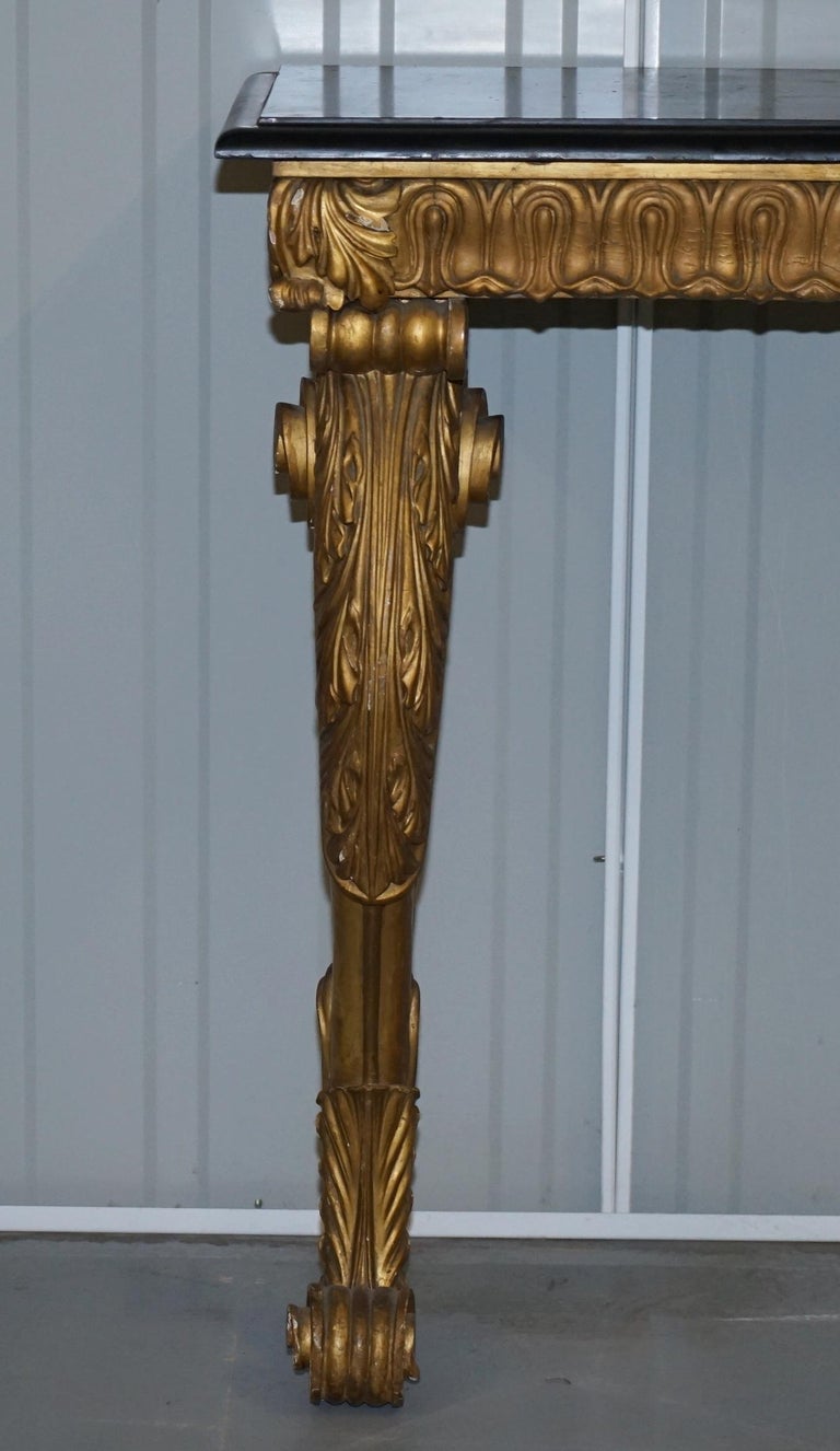 Rare Antique French Hand Carved Giltwood and Marble Console Table circa ...