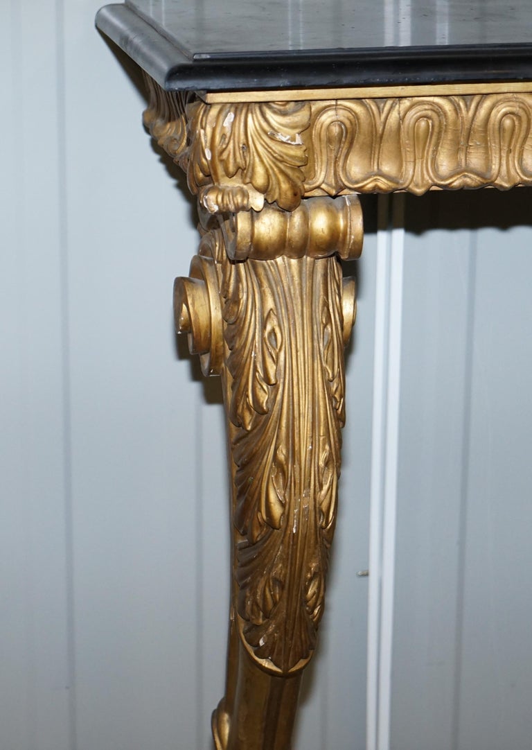 Rare Antique French Hand Carved Giltwood and Marble Console Table circa ...