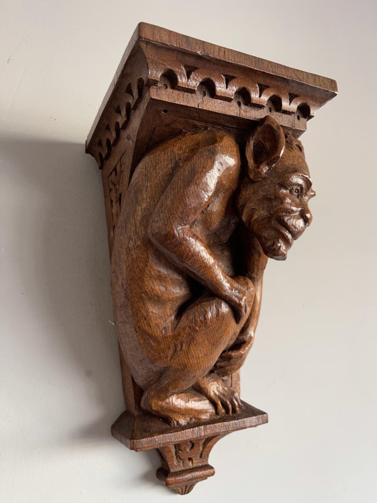 Rare Antique Gothic Revival Grotesque / Chimera Sculpture Wall Bracket ...