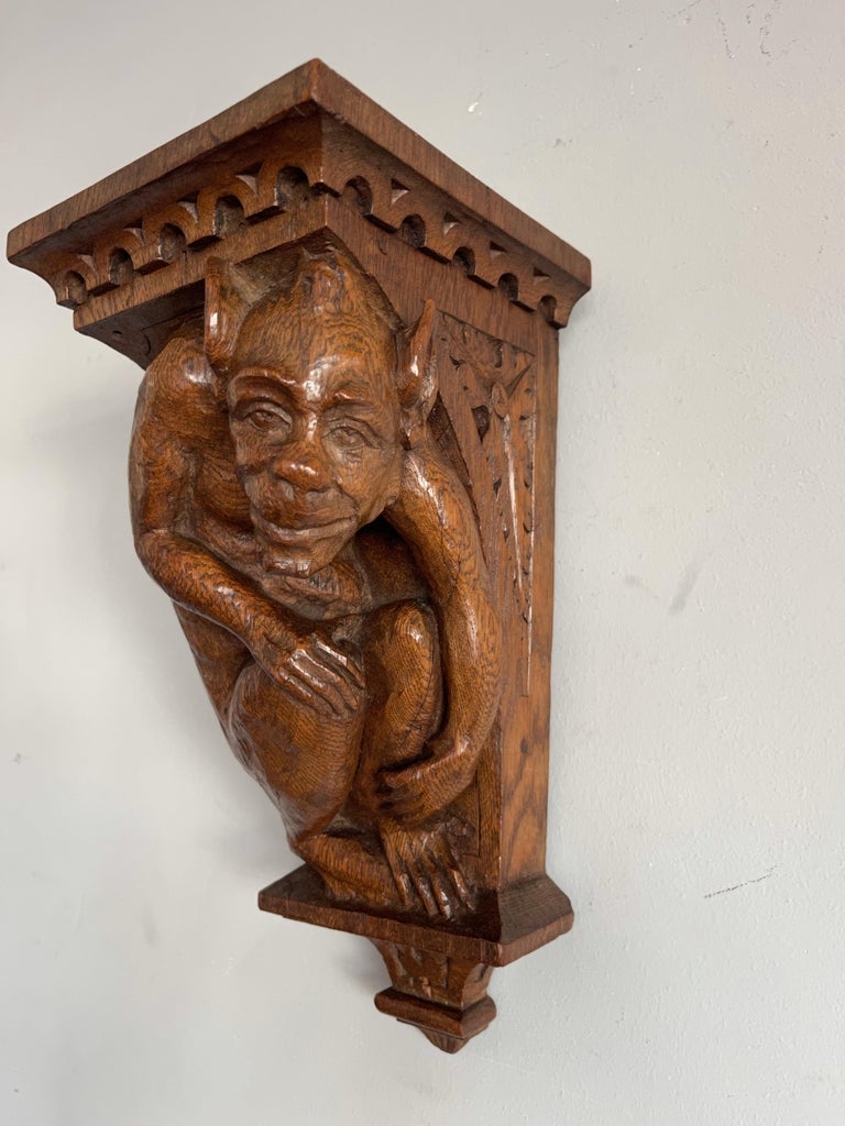 Rare Antique Gothic Revival Grotesque / Chimera Sculpture Wall Bracket ...