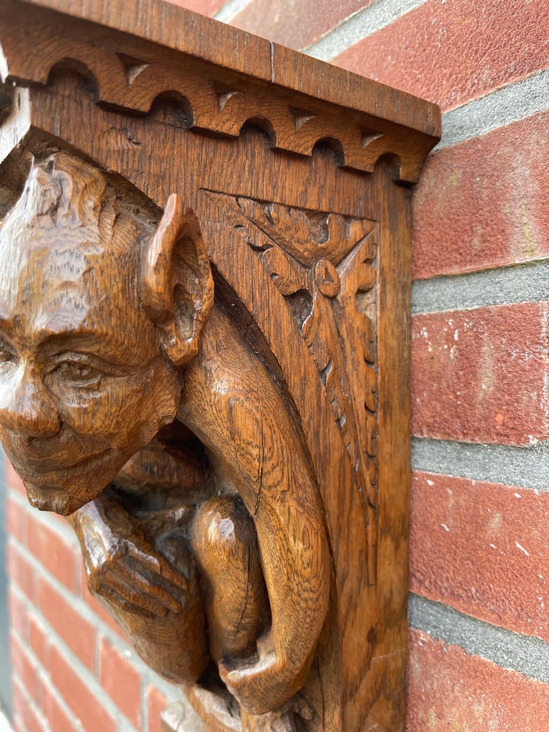 Rare Antique Gothic Revival Grotesque / Chimera Sculpture Wall Bracket ...