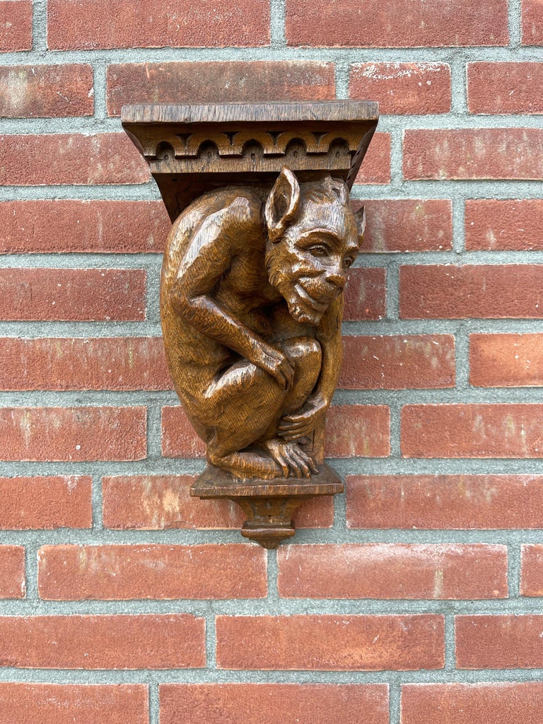 Rare Antique Gothic Revival Grotesque / Chimera Sculpture Wall Bracket ...