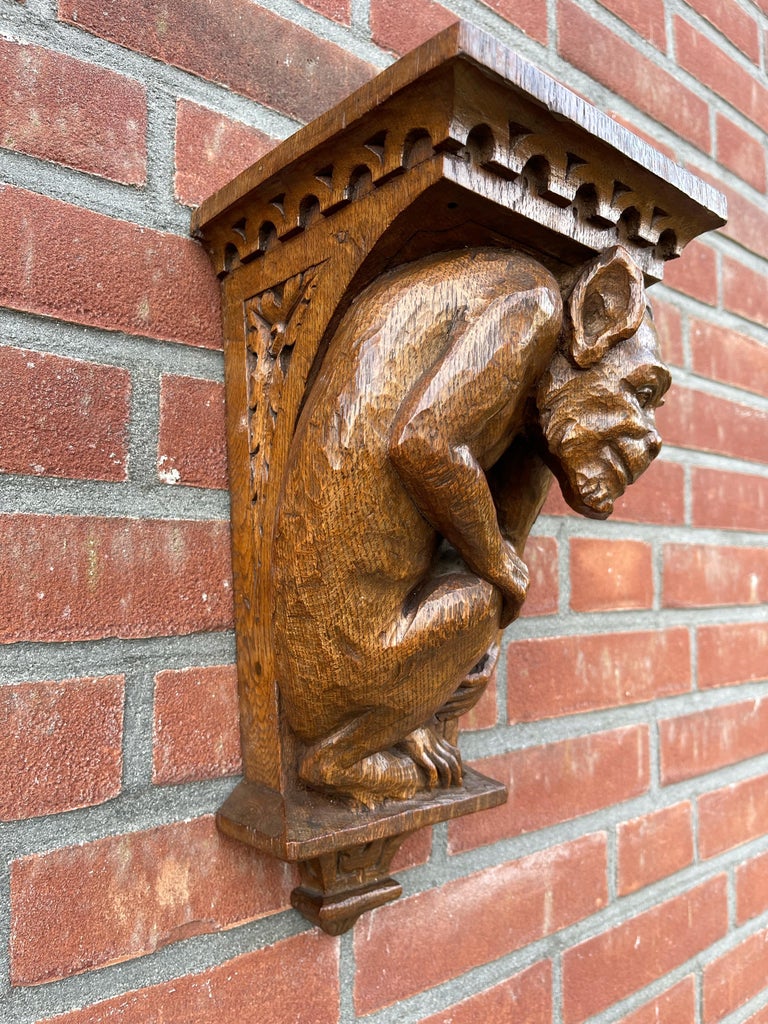 Rare Antique Gothic Revival Grotesque / Chimera Sculpture Wall Bracket ...