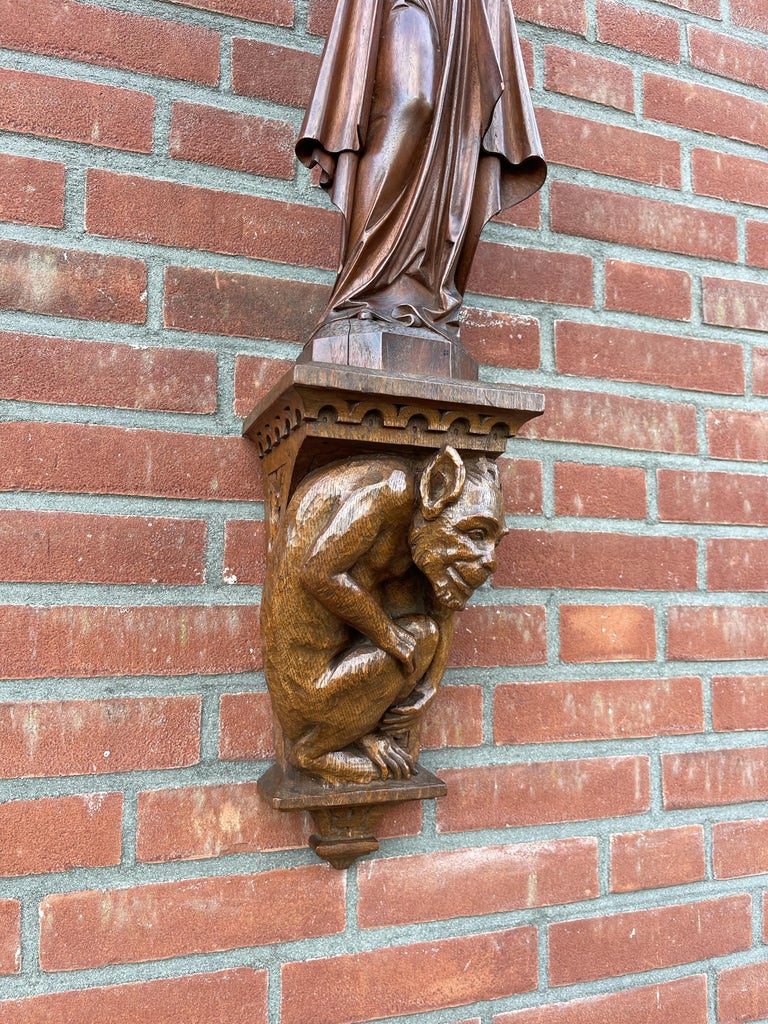 Rare Antique Gothic Revival Grotesque / Chimera Sculpture Wall Bracket ...