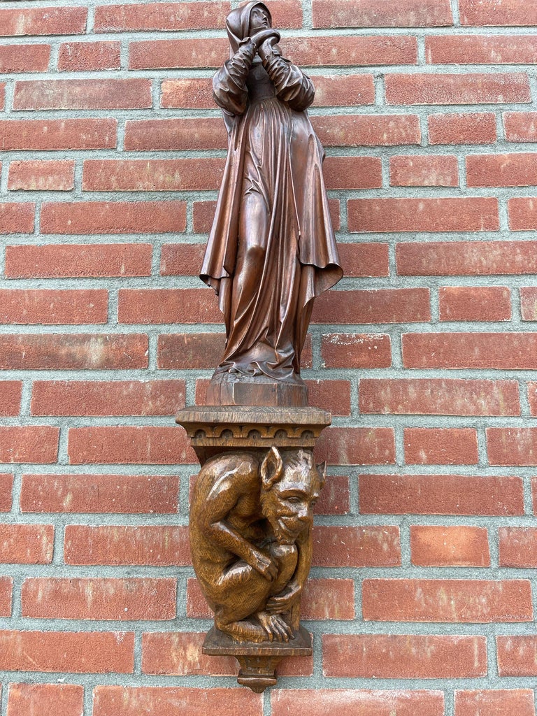 Rare Antique Gothic Revival Grotesque / Chimera Sculpture Wall Bracket ...