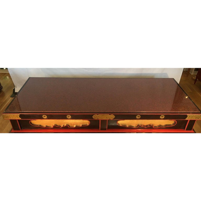 Rare Antique Japanese Coffee Table with Rouge Marble Top and Lucite ...