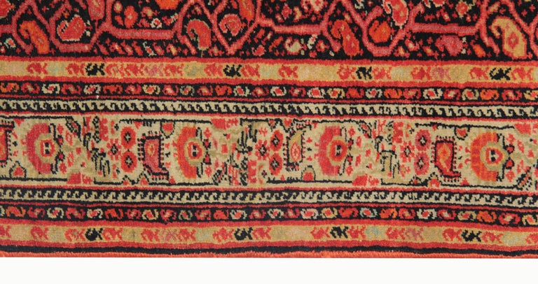 Rare Antique Malayer Traditional Red Wool Rug with Herati Fish Pattern ...