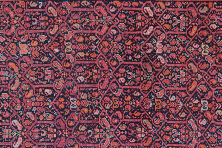 Rare Antique Malayer Traditional Red Wool Rug with Herati Fish Pattern ...