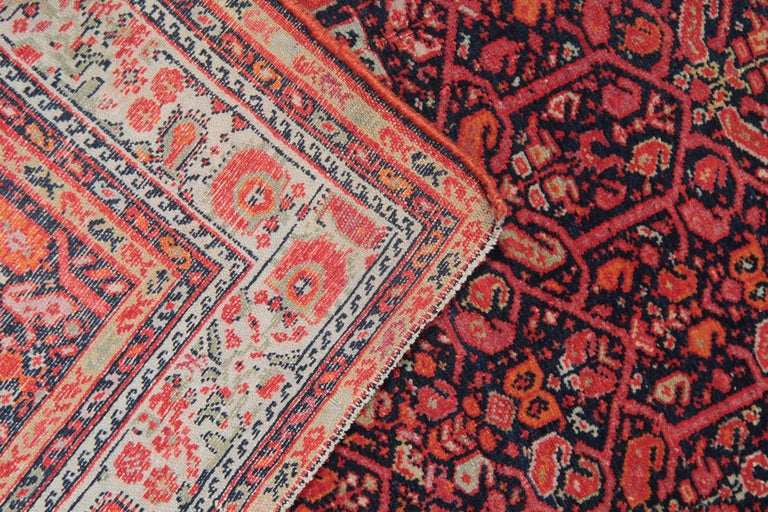 Rare Antique Malayer Traditional Red Wool Rug with Herati Fish Pattern ...