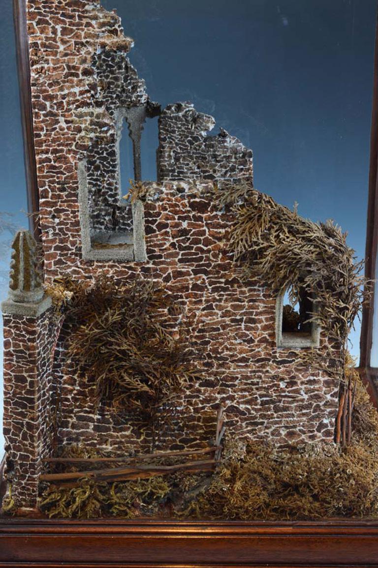 Rare Antique Mahogany Cased Cork Model of Castle Ruins For Sale at 1stDibs