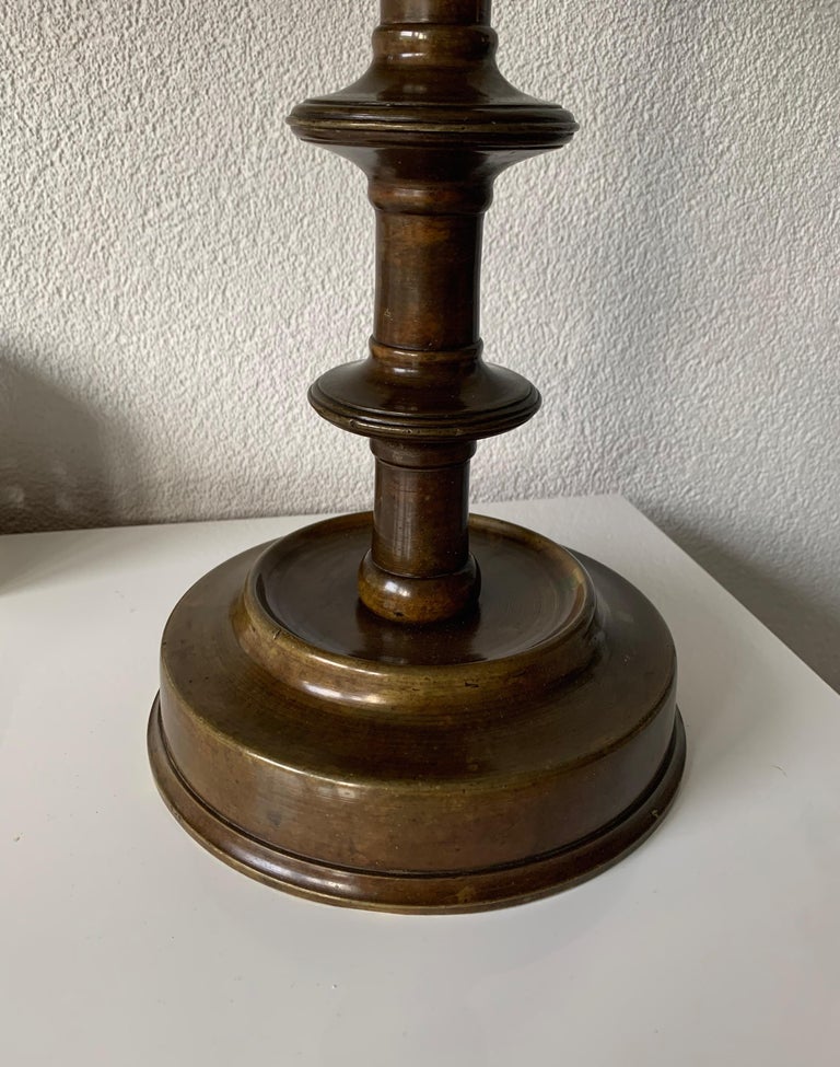 Antique Pair of Bronze Medieval Revival, Former Church Candlestick ...