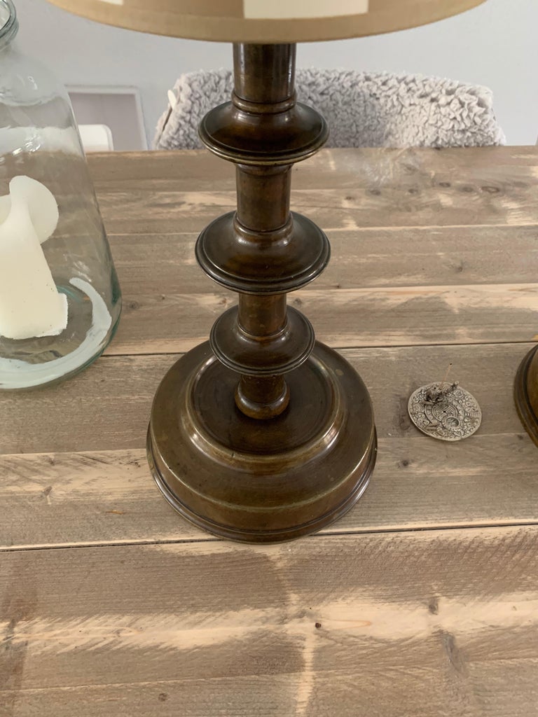 Antique Pair of Bronze Medieval Revival, Former Church Candlestick ...