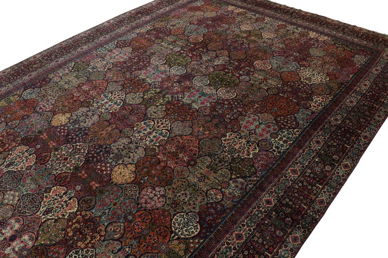 Rare Antique Persian Kerman Rug in Polychromatic Floral Pattern - by ...