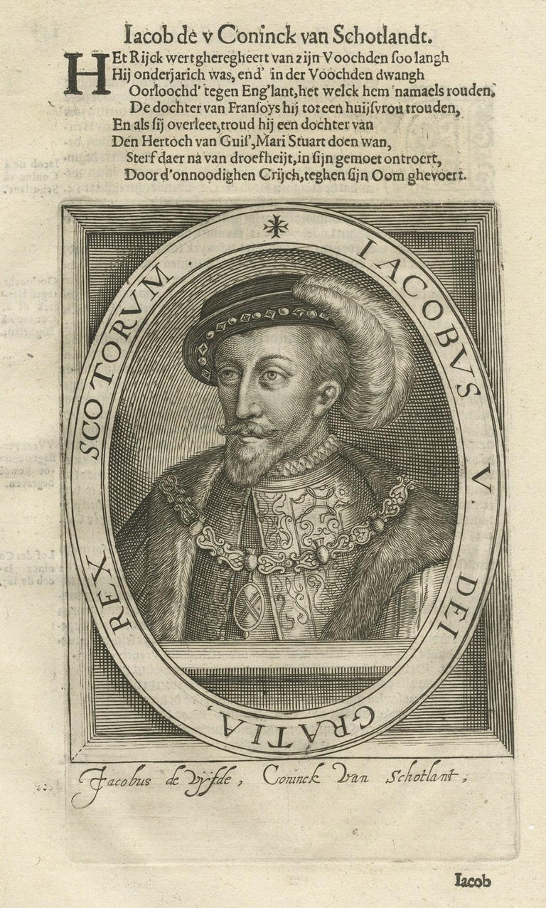 Rare Antique Portrait of James V, King of Scotland, 1615 For Sale at ...