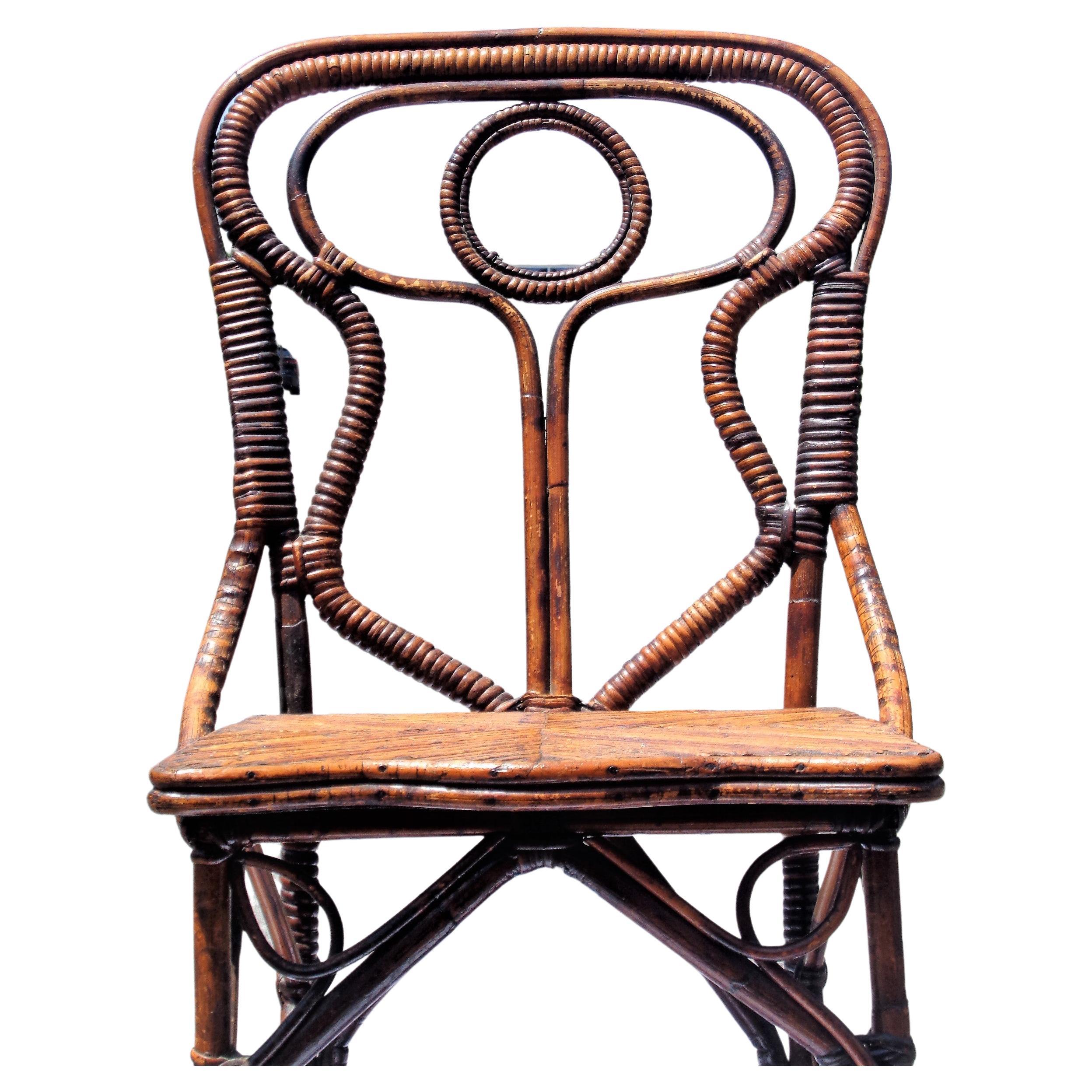 Rare Antique Rattan and Split Reed Chair, Signed Dated 1904 For Sale at ...
