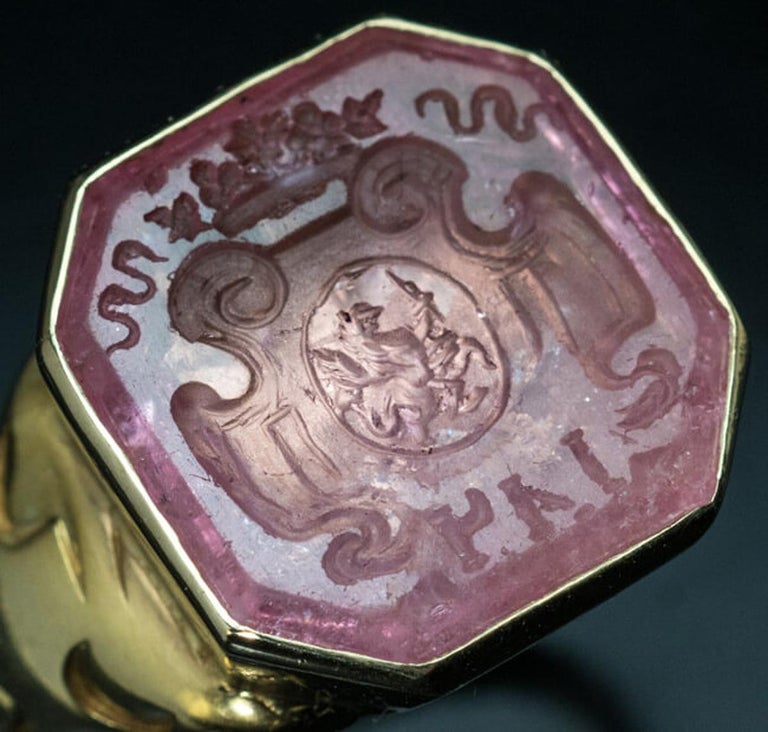 Rare Antique Russian Tourmaline Intaglio Gold Signet Ring at 1stDibs ...