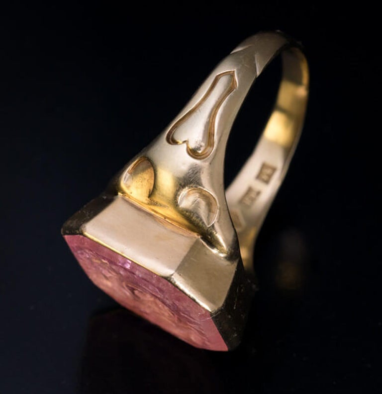 Rare Antique Russian Tourmaline Intaglio Gold Signet Ring at 1stDibs ...