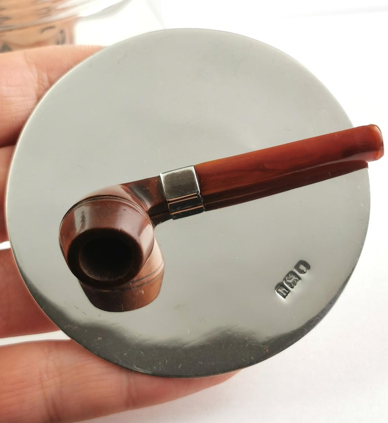 Rare Antique Sterling Silver Tobacco Box, Miniature Pipe For Sale at ...