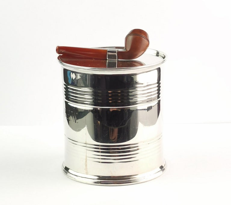 Rare Antique Sterling Silver Tobacco Box, Miniature Pipe For Sale at ...