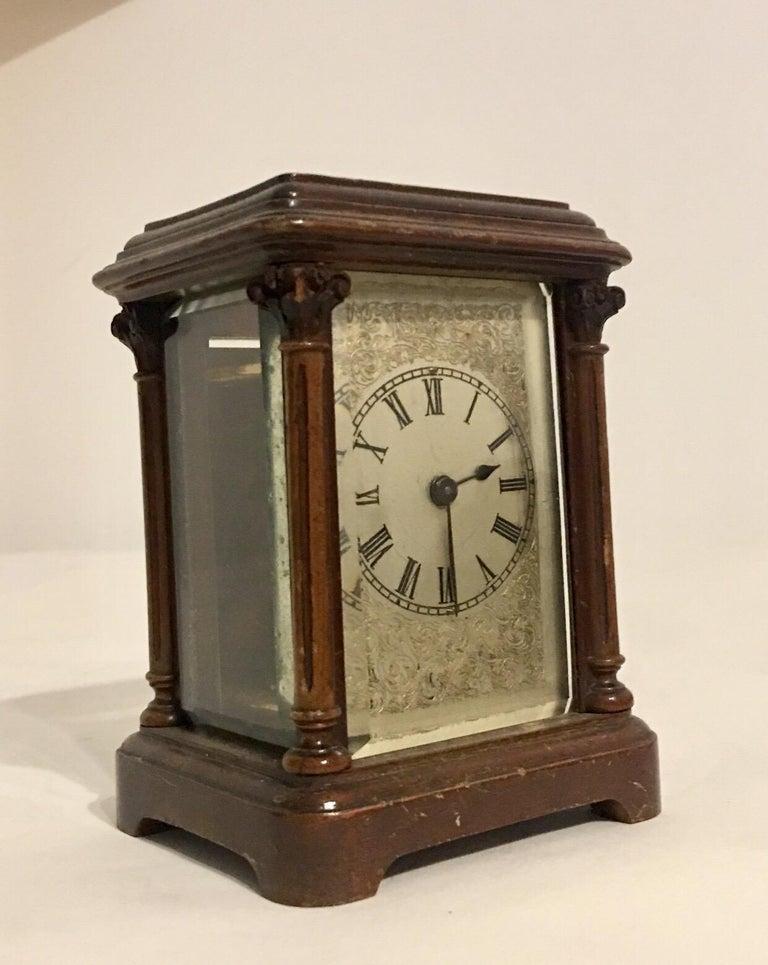 Rare Antique Timepiece Wooden Mantel / Carriage Clock For Sale at 1stDibs