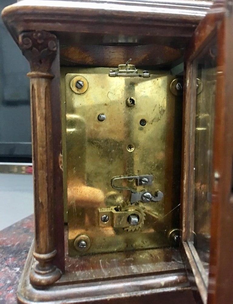 Rare Antique Timepiece Wooden Mantel / Carriage Clock For Sale at 1stDibs