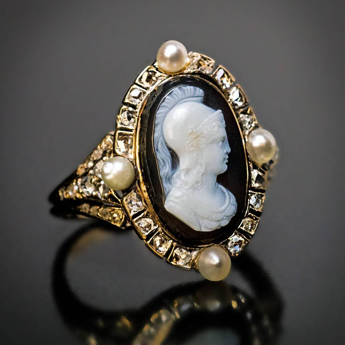Rare Antique Victorian Carved Agate Cameo Ring For Sale at 1stDibs ...