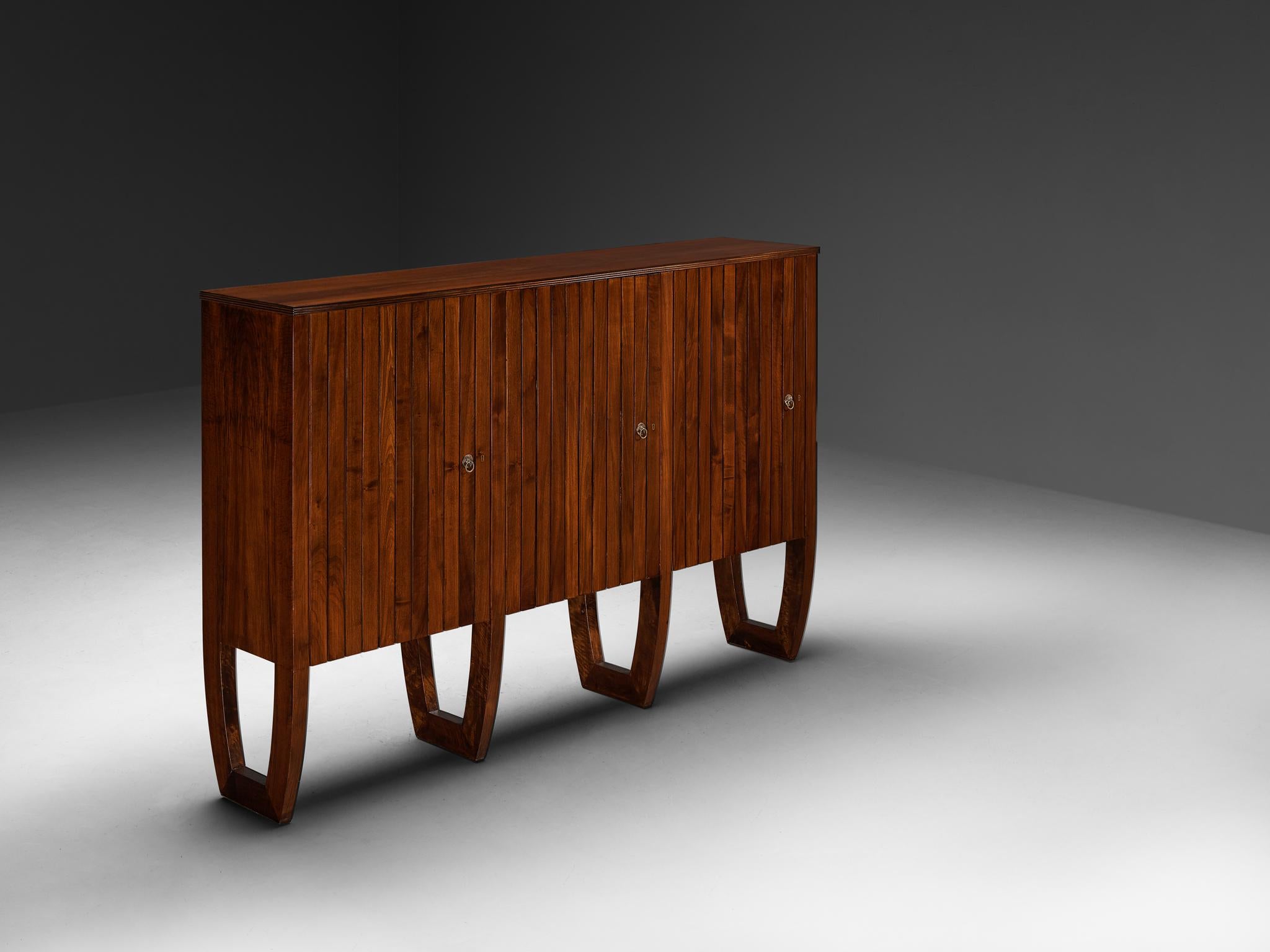 Rare Antonio Cassi Ramelli Sideboard in Walnut and Brass For Sale at 1stDibs