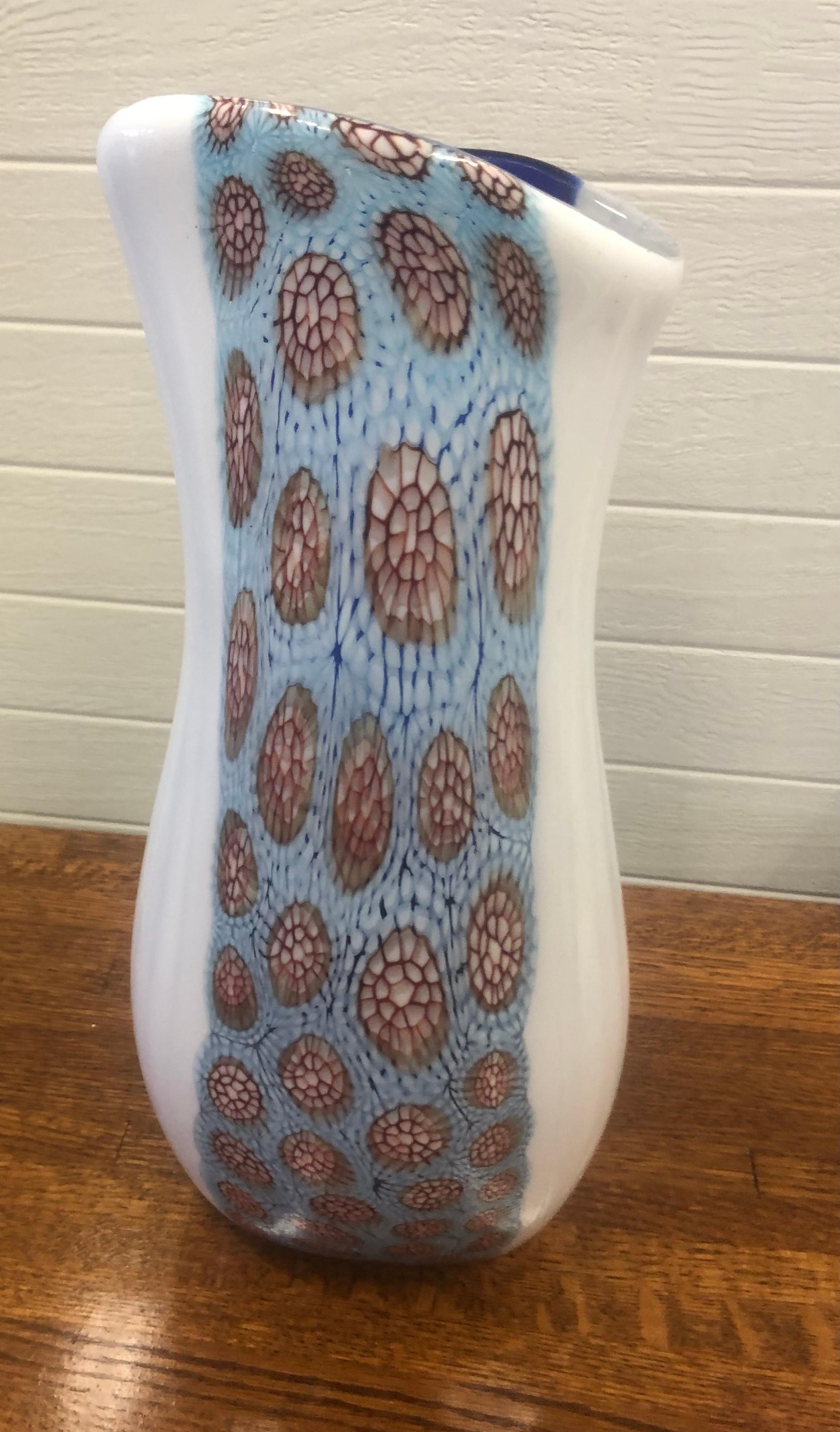 Rare Anzolo Fuga for Avem Murano Glass Large Cane and Murrine Vase For ...