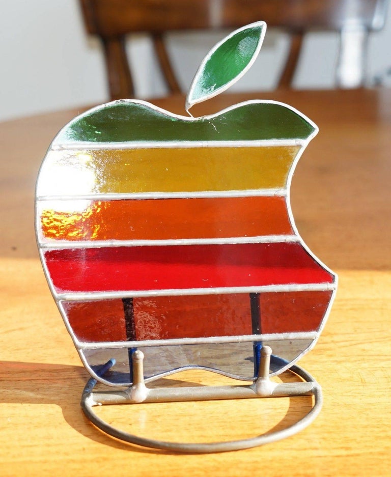 Rare Apple Mac Computers Memorabilia Stained Glass Logo and Stand ...