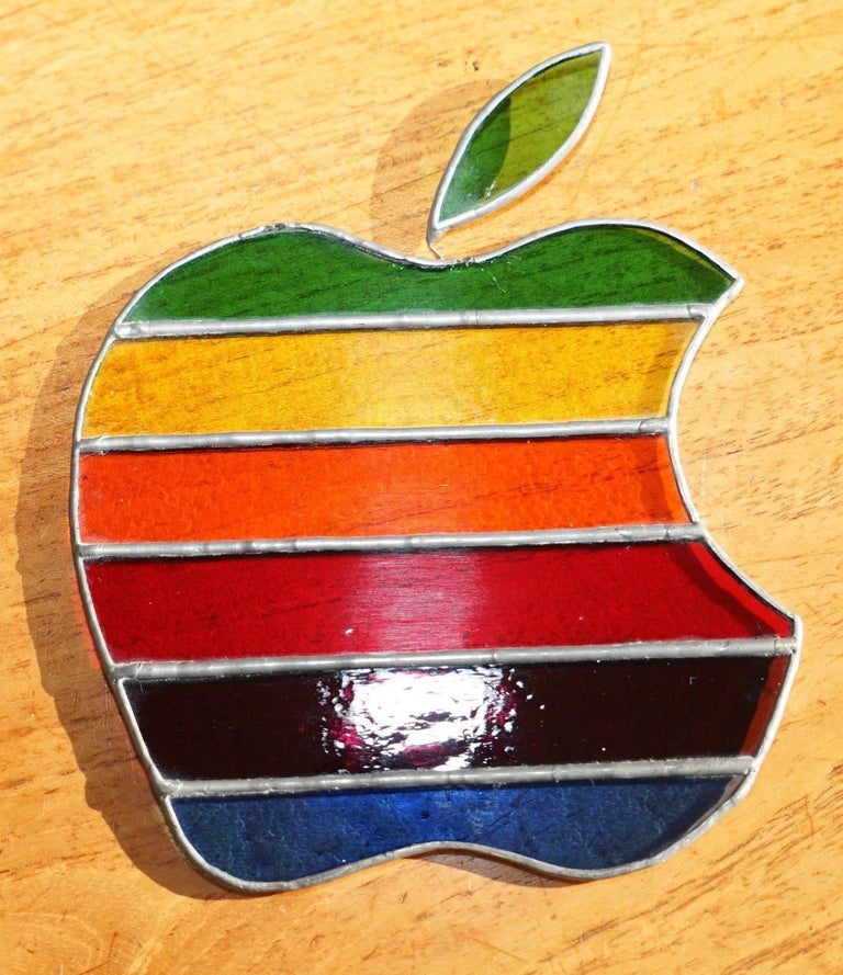Rare Apple Mac Computers Memorabilia Stained Glass Logo and Stand ...
