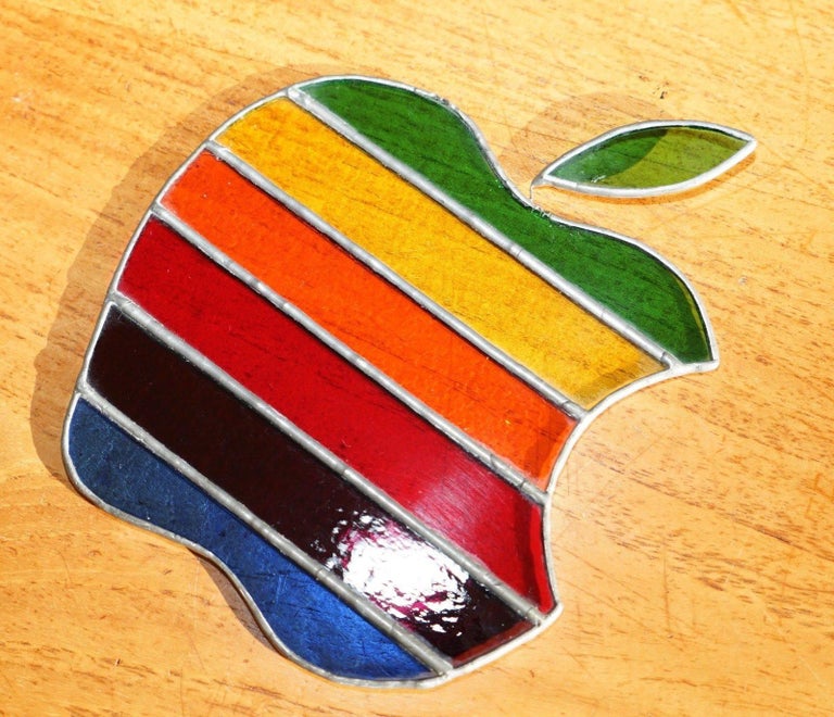 Rare Apple Mac Computers Memorabilia Stained Glass Logo and Stand ...