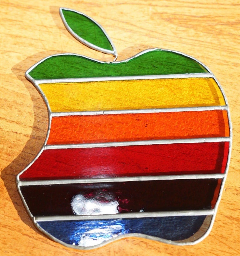 Rare Apple Mac Computers Memorabilia Stained Glass Logo and Stand ...