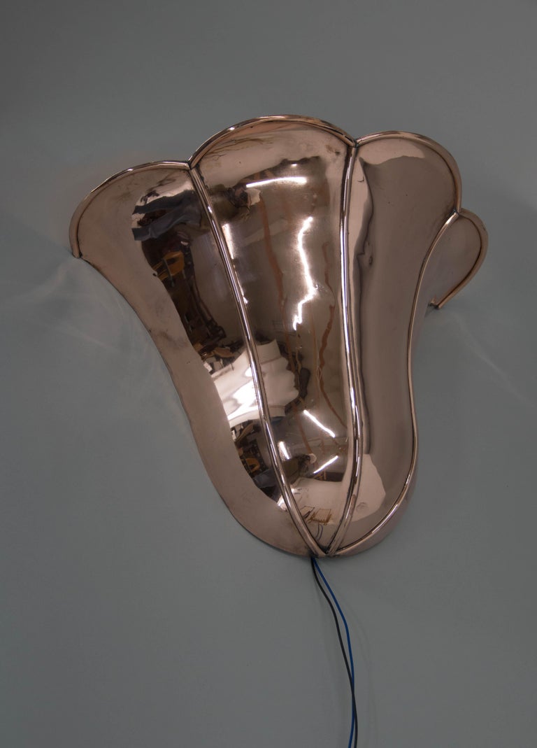 Rare Art Deco Copper Wall Lamp, 1930s, Restored For Sale at 1stDibs