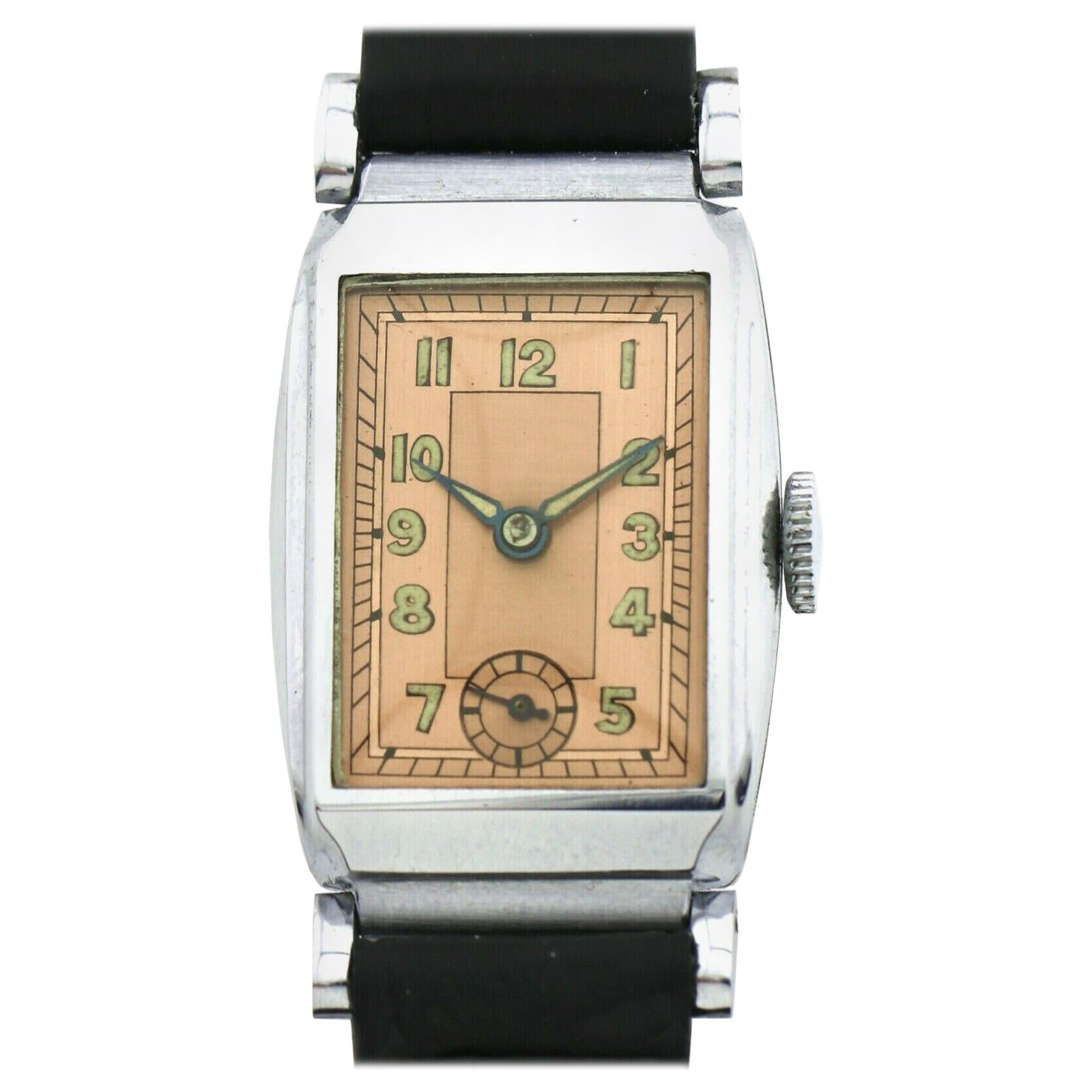 Rare Art Deco Gents Wristwatch Old Stock, Never Worn, circa 1930 at 1stDibs