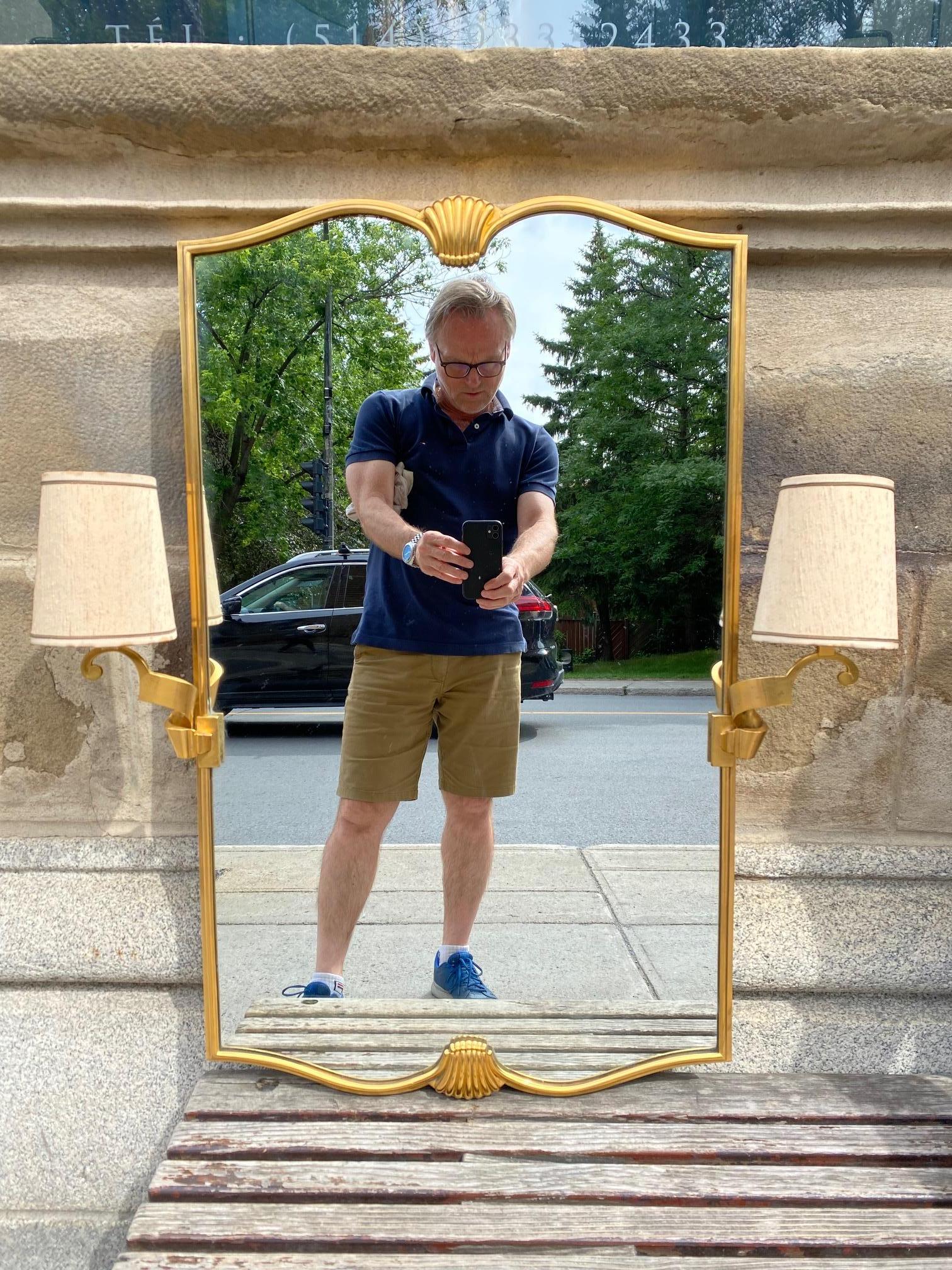 Rare Art Deco Period Gilt bronze Mirror by Jules Leleu For Sale at 1stDibs