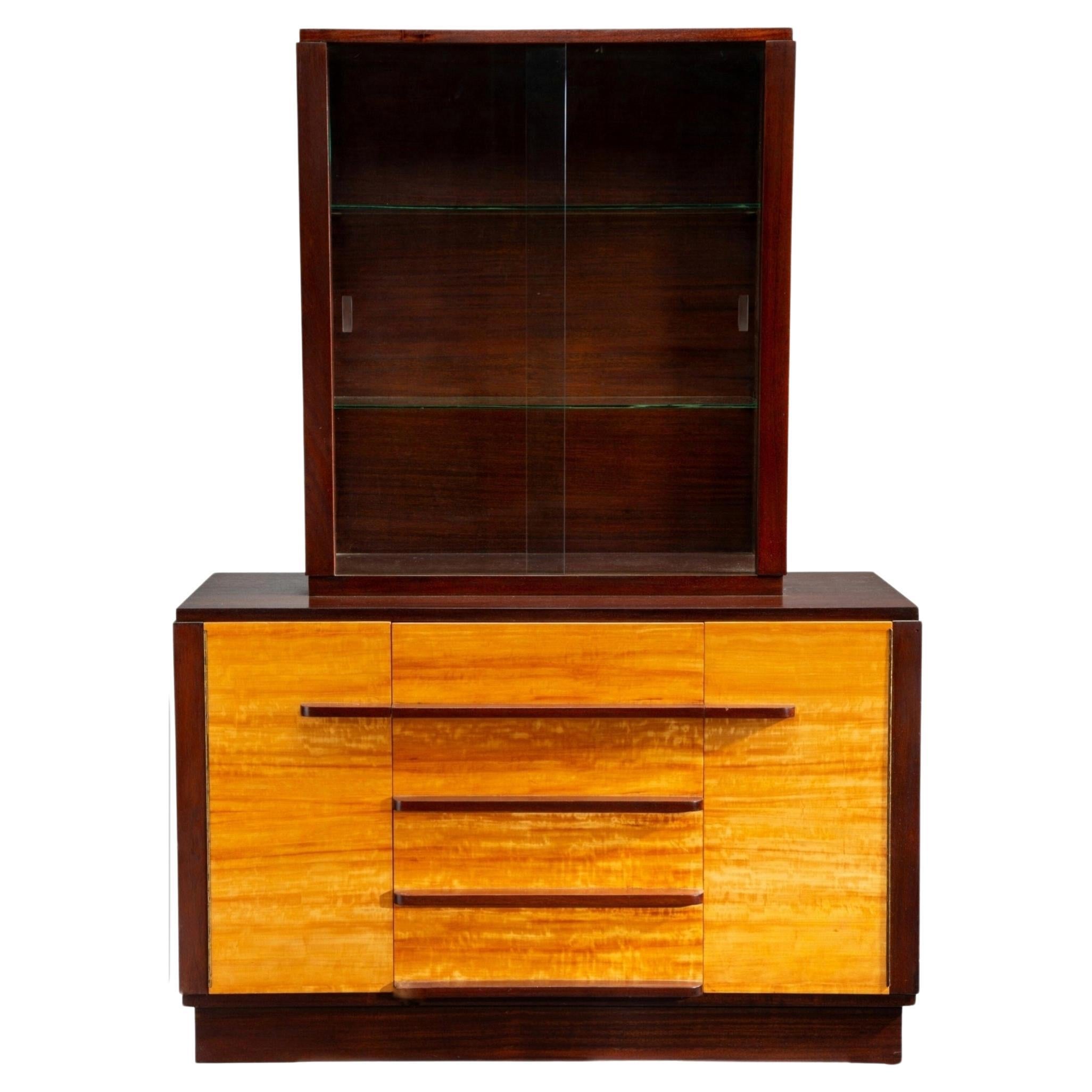 Rom Weber Burled Wood and Walnut 2 Door Cabinet For Sale at 1stDibs